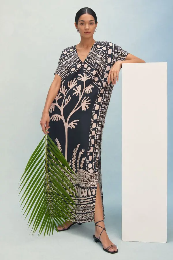 MARIE OLIVER Printed Oliver Kaftan - Onyx Tree