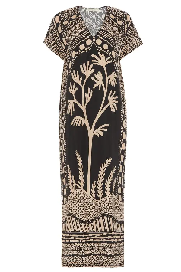 MARIE OLIVER Printed Oliver Kaftan - Onyx Tree