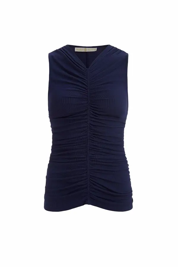 MARIE OLIVER Meliah Ruched V-neck Tank