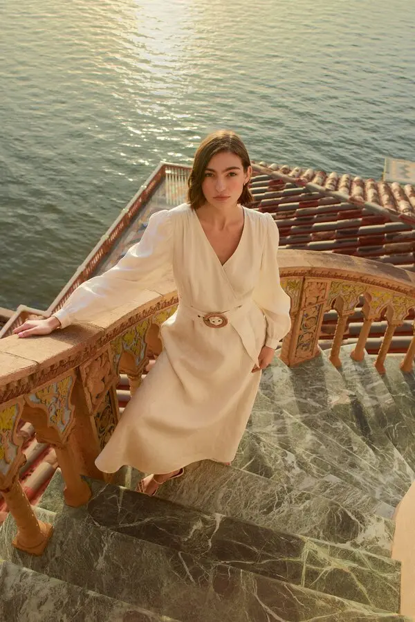 MARIE OLIVER Evelle Linen Wrap Dress