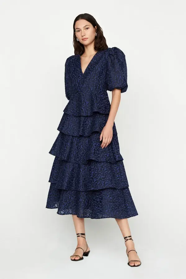 Marie Oliver Everly Embroidered Organza Dress - Sapphire Plume |  Editorialist