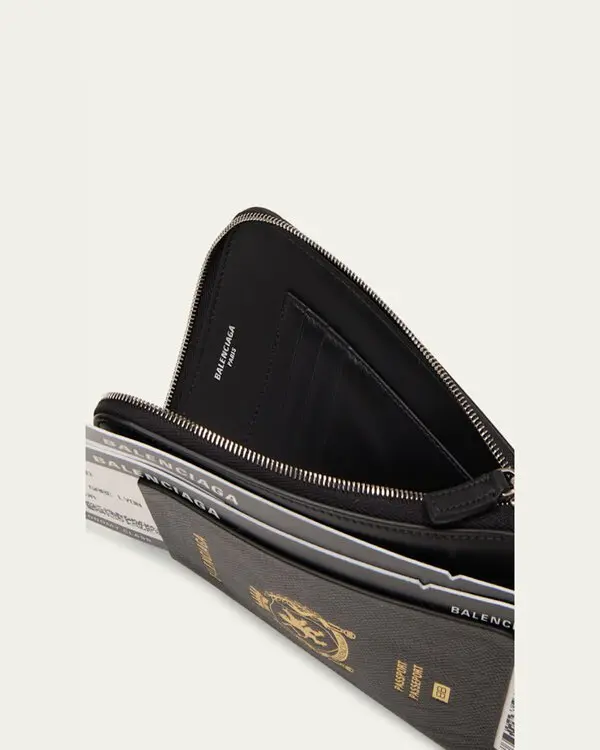 Balenciaga Passport Zip Wallet With Strap
