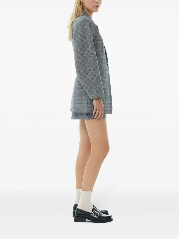 GANNI Check Mix Single-breasted Blazer