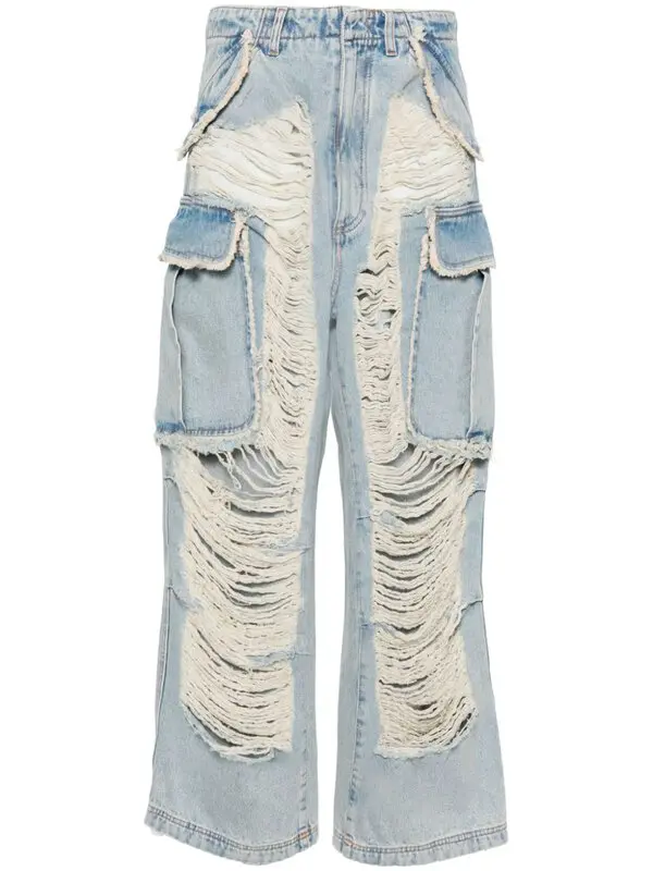 DARKPARK Vivi Distressed Wide-leg Jeans - Blue