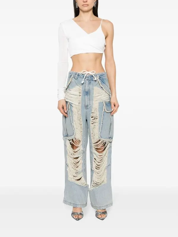 DARKPARK Vivi Distressed Wide-leg Jeans - Blue