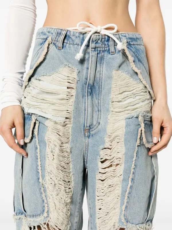 DARKPARK Vivi Distressed Wide-leg Jeans - Blue