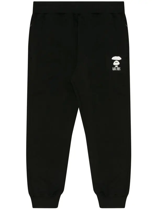 AAPE BY *A BATHING APE Moonface Embroidered Track Pants - Black