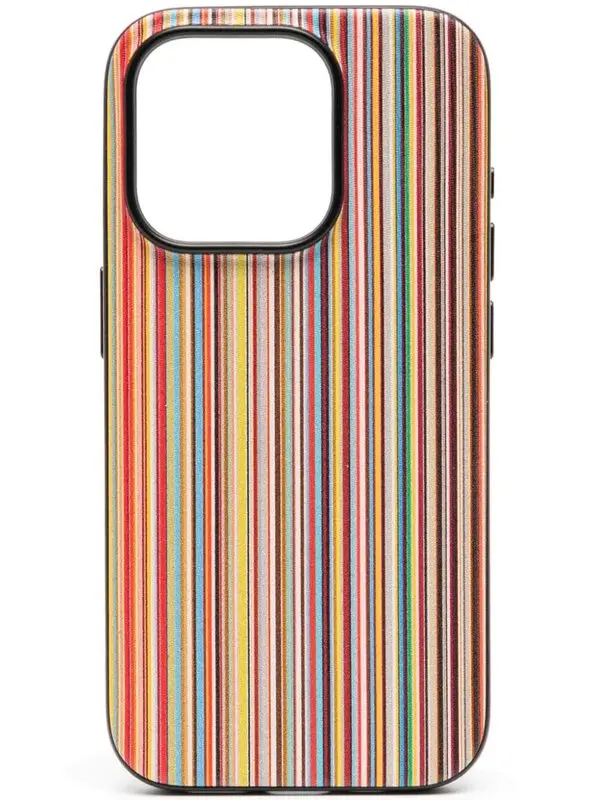 Paul Smith Signature Stripe Leather Iphone 15 Pro Case