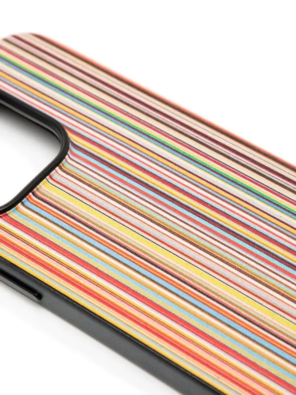 Paul Smith Signature Stripe Leather Iphone 15 Pro Case