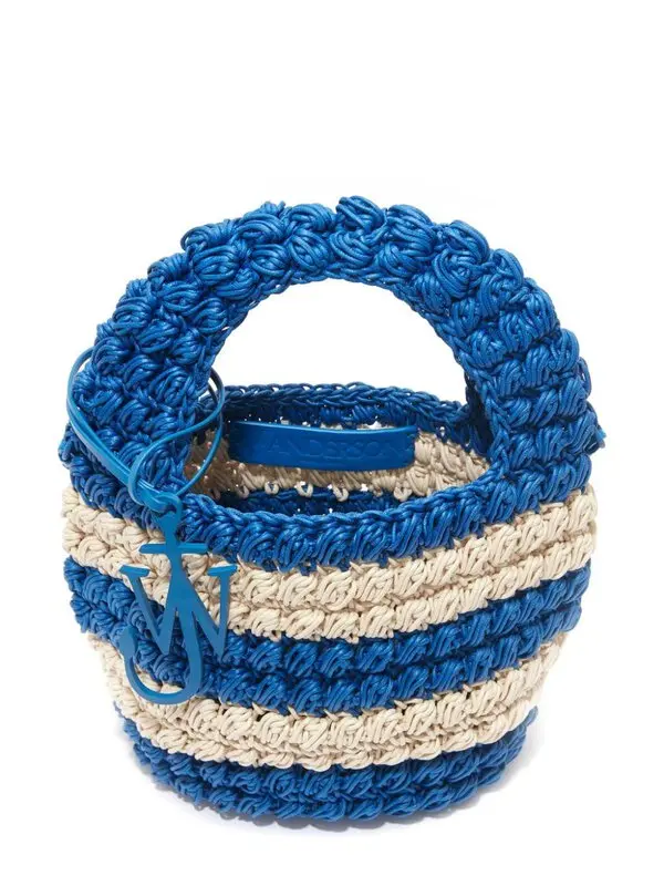 JW Anderson Anchor Striped Crochet Clutch Bag - Blue