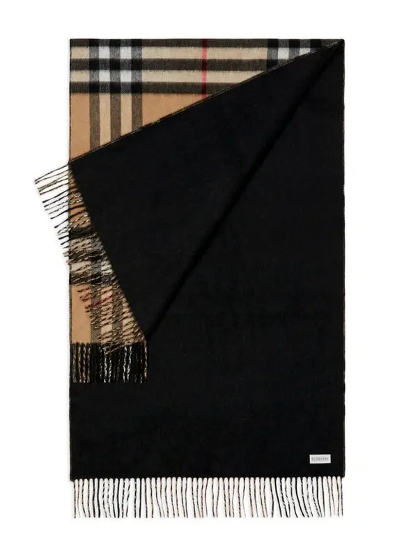 Burberry Check Cashmere Reversible Scarf