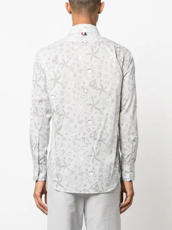 Thom Browne Printed Cotton Shirt - Grey