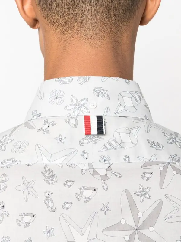 Thom Browne Printed Cotton Shirt - Grey