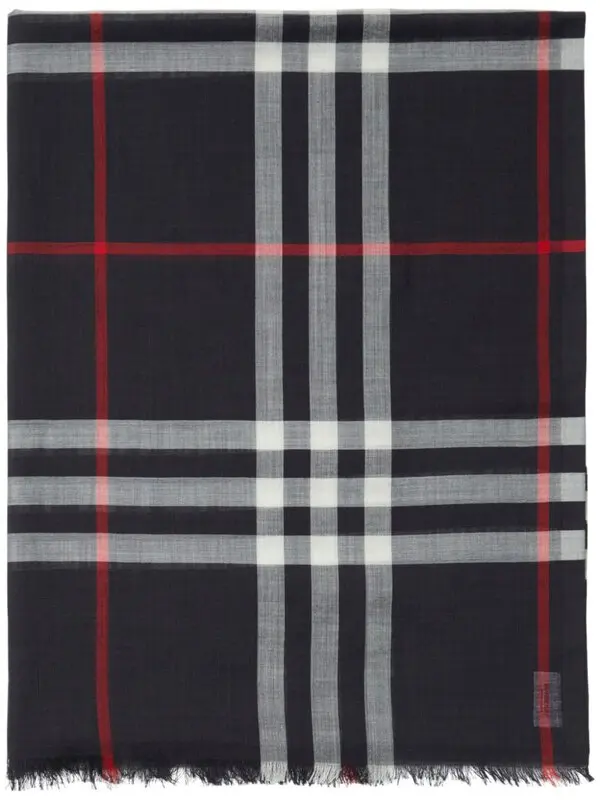 Burberry Check Wool-silk Scarf - Black