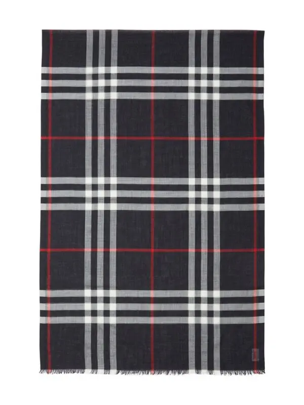 Burberry Check Wool-silk Scarf - Black