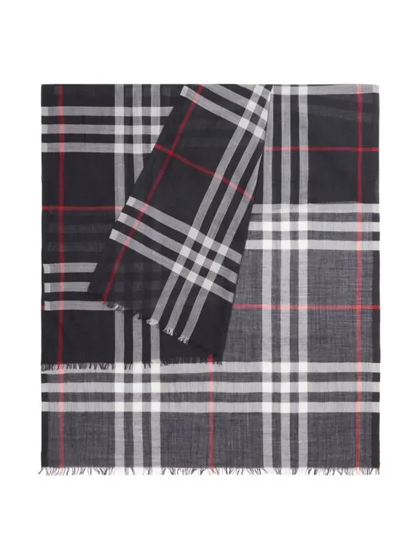 Burberry Check Wool-silk Scarf - Black