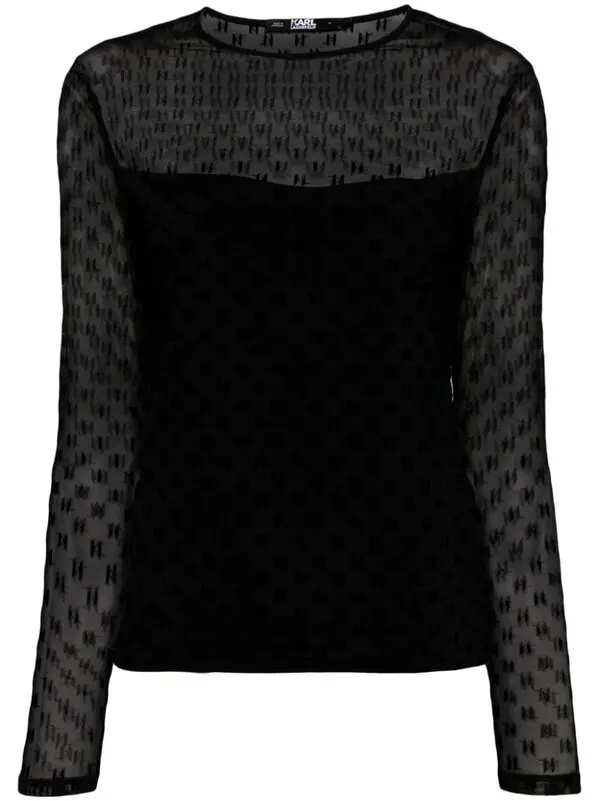 Karl Lagerfeld Monogram-mesh T-shirt