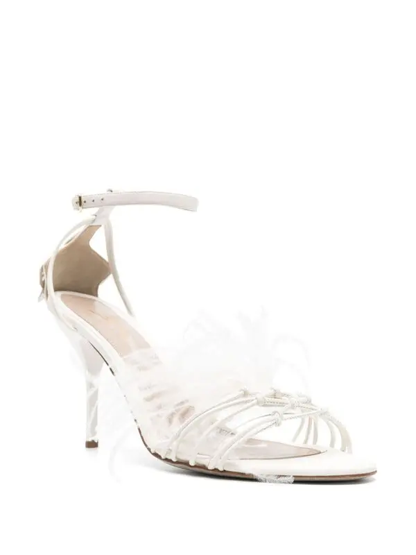 GENNY Feather-detail Leather Sandals