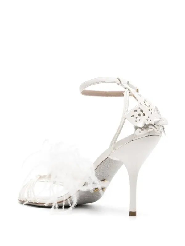 GENNY Feather-detail Leather Sandals