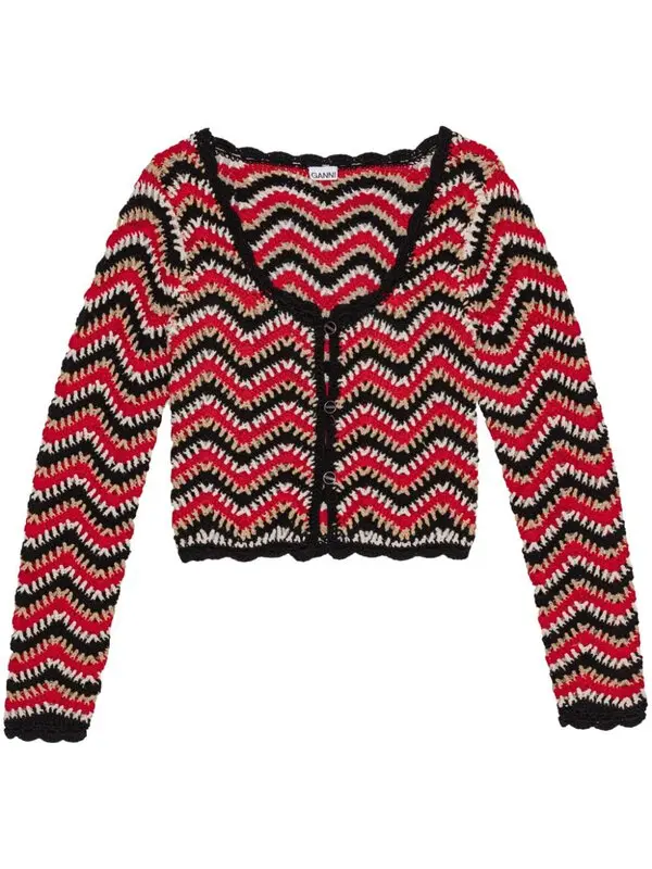 GANNI Cropped Crochet Cardigan
