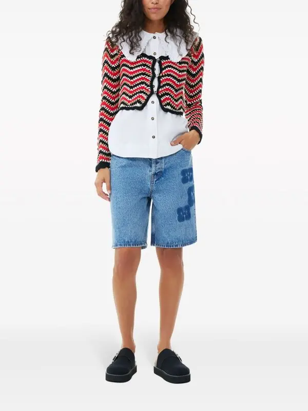 GANNI Cropped Crochet Cardigan