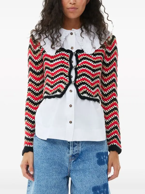 GANNI Cropped Crochet Cardigan