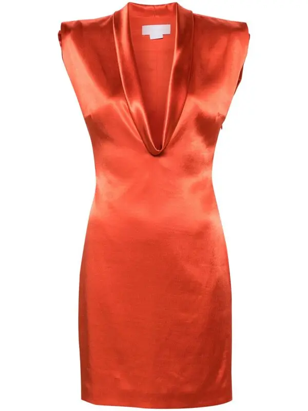 GENNY Shawl-collar Satin Minidress
