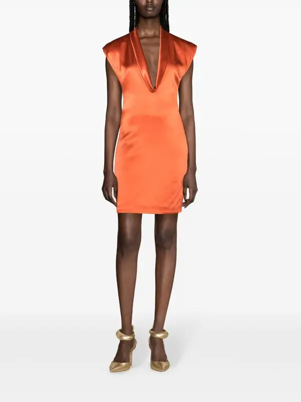 GENNY Shawl-collar Satin Minidress