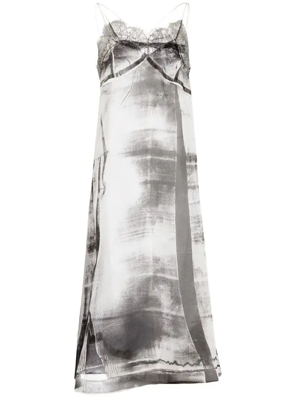 MAISON MARGIELA Freeze-frame Silk Midi Dress - Grey