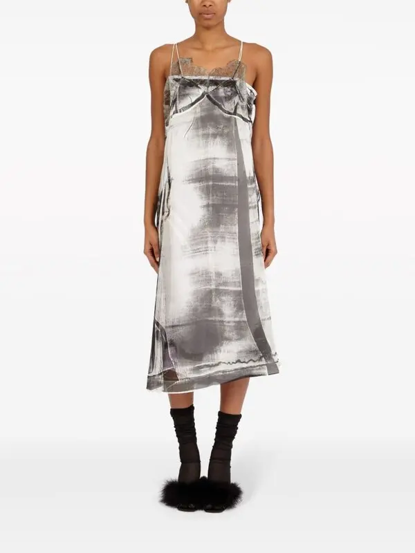 MAISON MARGIELA Freeze-frame Silk Midi Dress - Grey