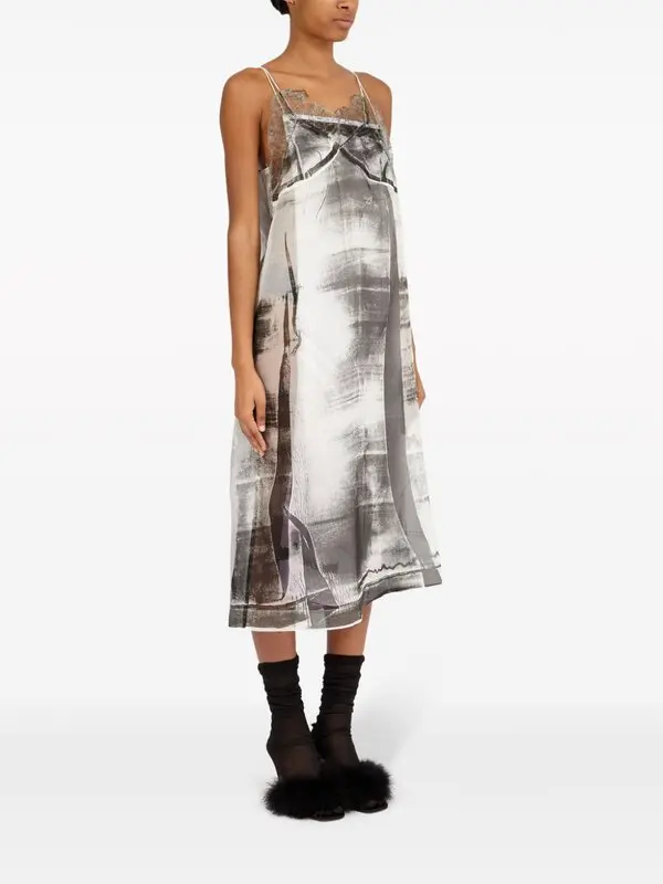 MAISON MARGIELA Freeze-frame Silk Midi Dress - Grey