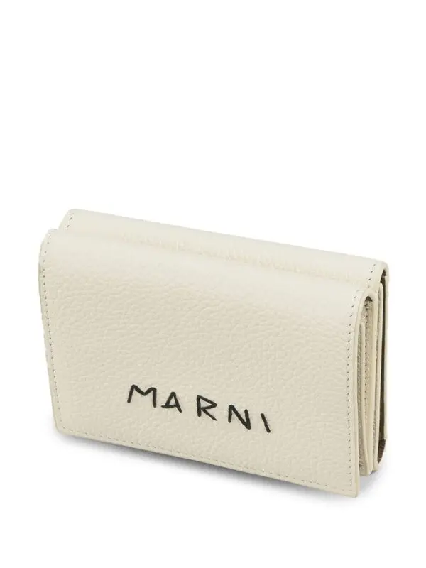 Marni Leather Trifold Wallet With Mending-embroidery - White