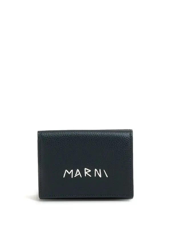 Marni Logo-embroidered Leather Wallet - Black