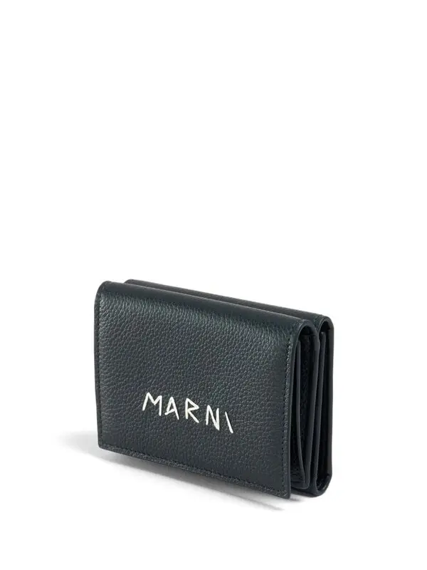 Marni Logo-embroidered Leather Wallet - Black
