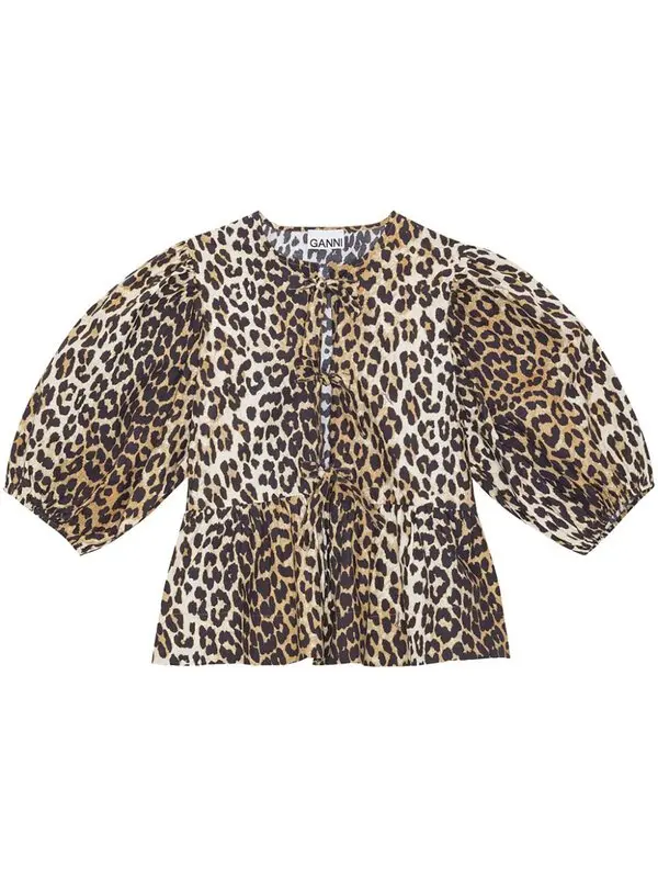 GANNI Leopard-print Blouse