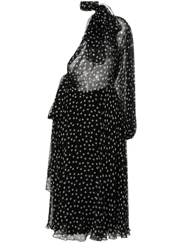 Dolce & Gabbana Polka-dot Chiffon Midi Dress - Black