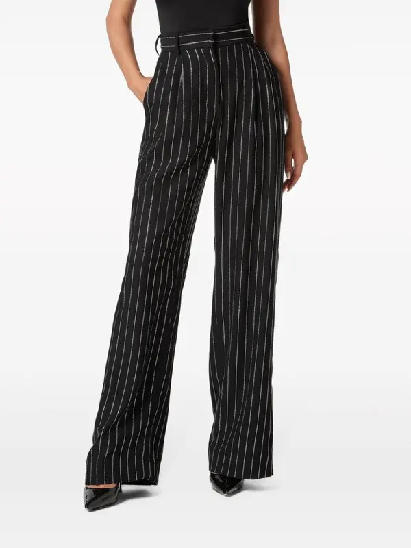 Philipp Plein Striped Tailored Trousers - Black