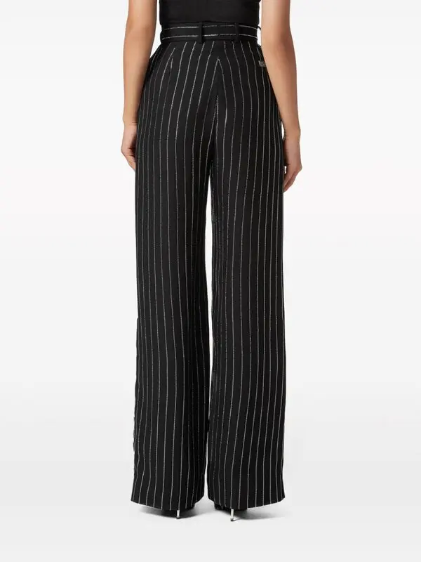 Philipp Plein Striped Tailored Trousers - Black