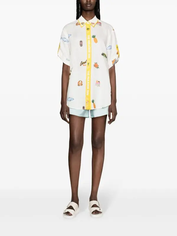 ALEMAIS Marlin Embroidered Flax Shirt