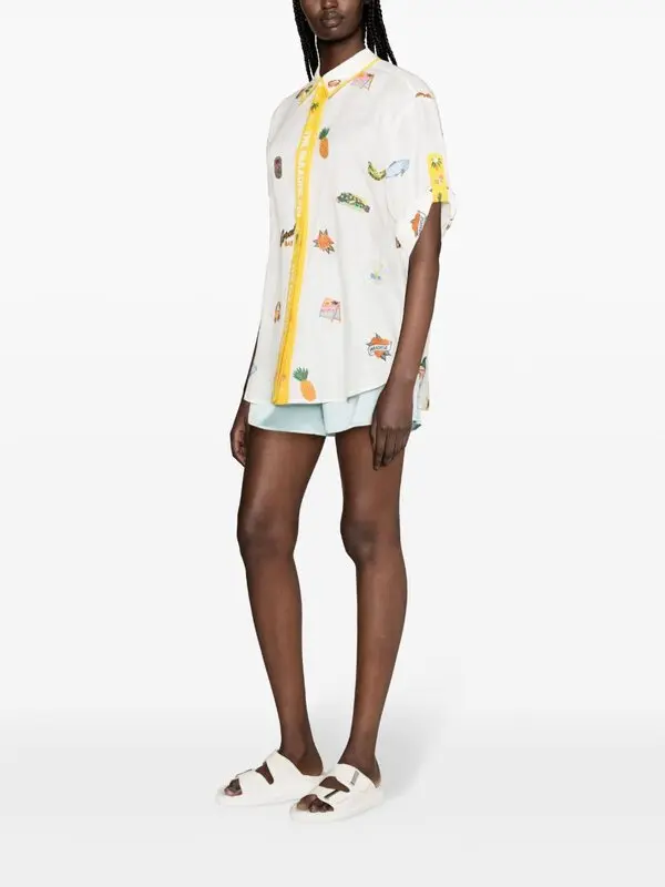 ALEMAIS Marlin Embroidered Flax Shirt
