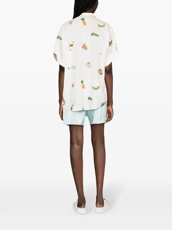 ALEMAIS Marlin Embroidered Flax Shirt