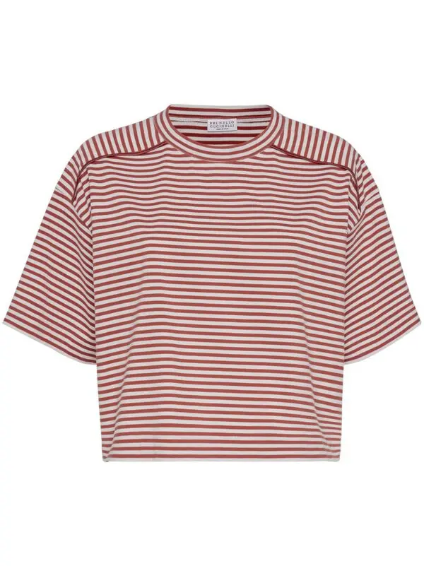 Brunello Cucinelli Striped Cotton T-shirt - White