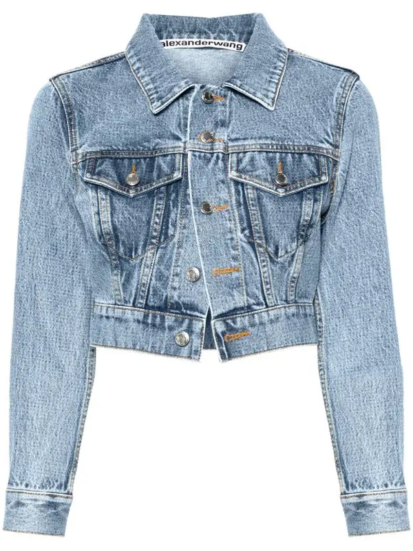 Alexander Wang Bead-embellished Denim Trucker Jacket - Blue