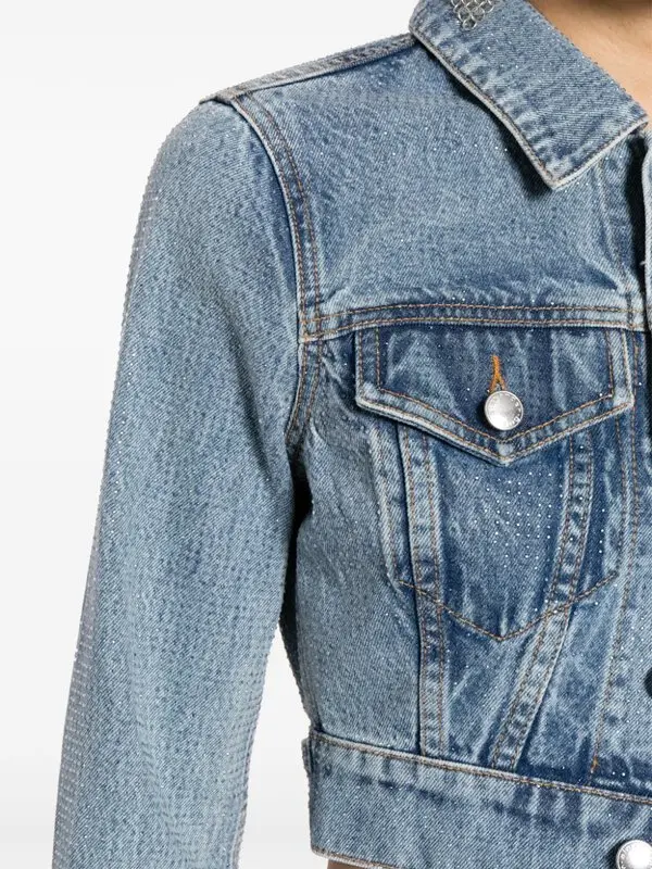 Alexander Wang Bead-embellished Denim Trucker Jacket