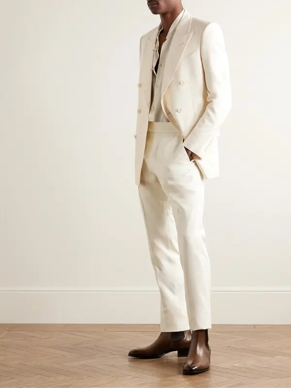 TOM FORD Atticus Slim-fit Tapered Silk-canvas Suit Trousers