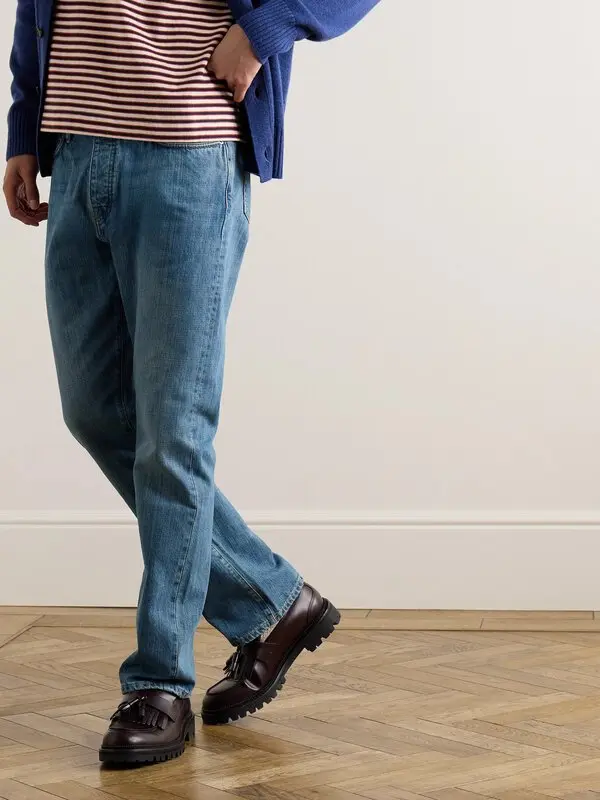Mr P. Straight-leg Organic Selvedge Jeans - Blue