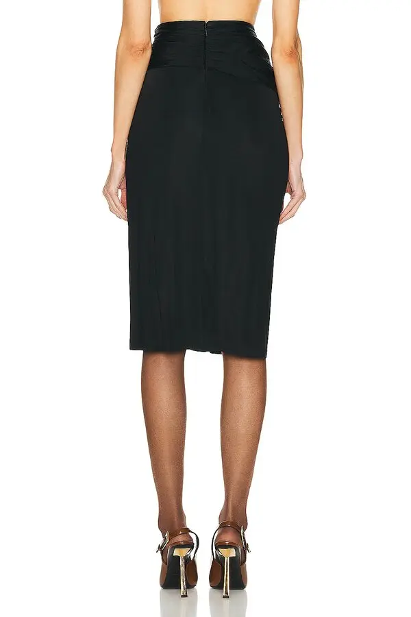 Saint Laurent Jersey Ruched Midi Skirt - Noir