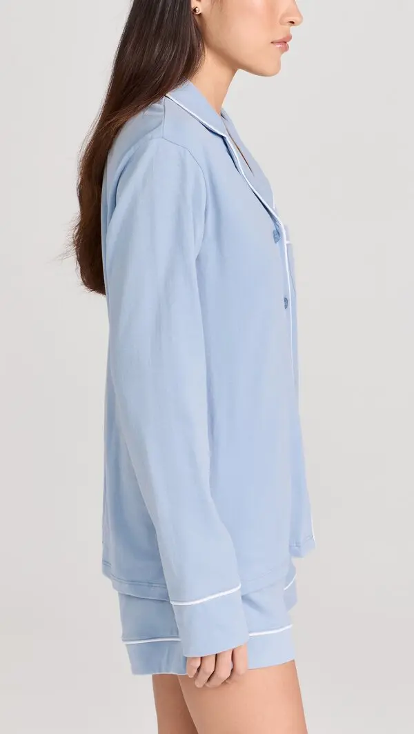 PETITE PLUME Pima Cotton Long Sleeve Pajama Set - Periwinkle