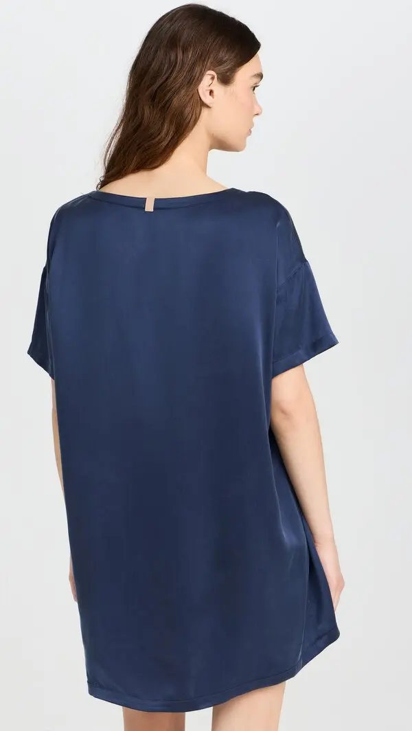 Lunya Washable Silk Oversized Sleep Tee - Deep Blue
