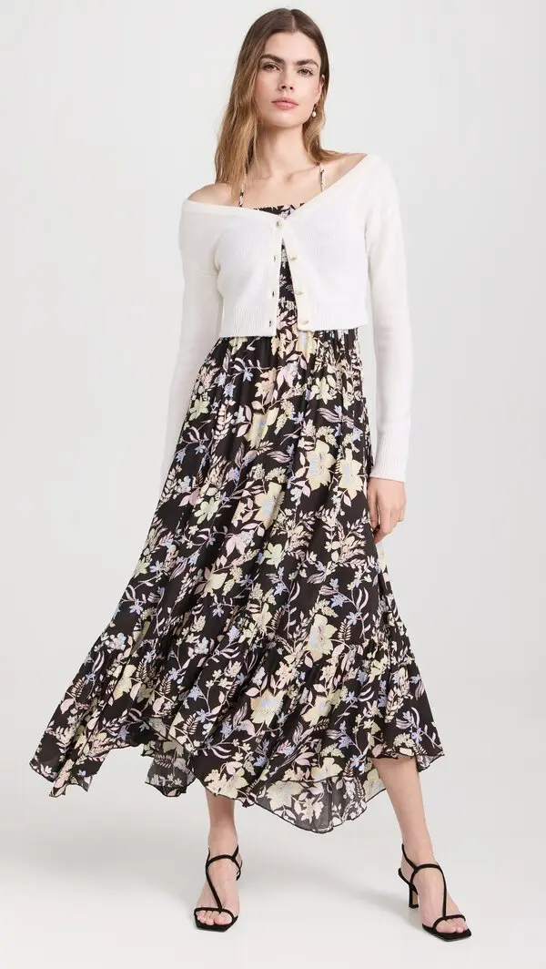 heat wave printed maxi dress NEW! Free People Heat Wave Printed Maxi Dress Black OB957972 Size L $108 NWT